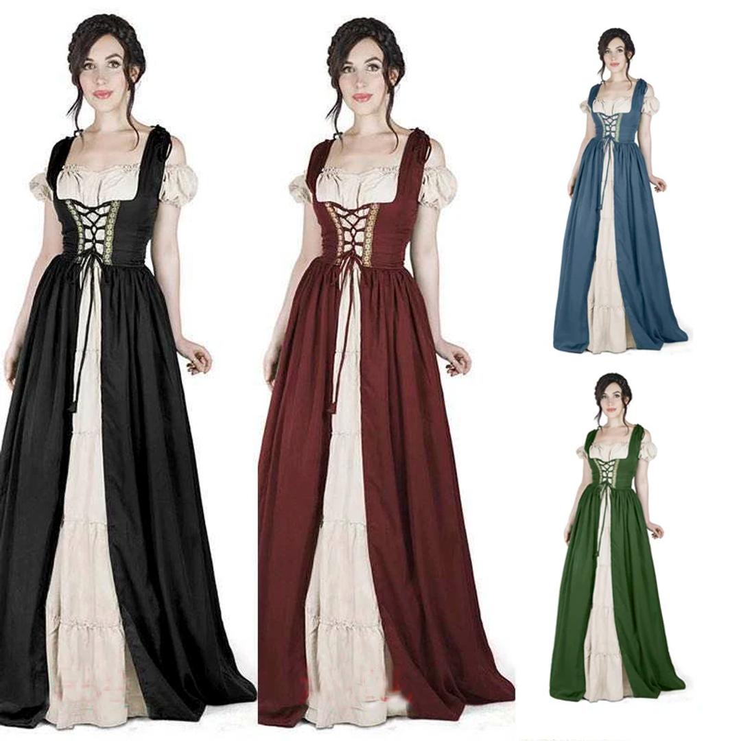 Medieval Irish Renaissance Dress with Trumpet Sleeves - Women's Fashion ...