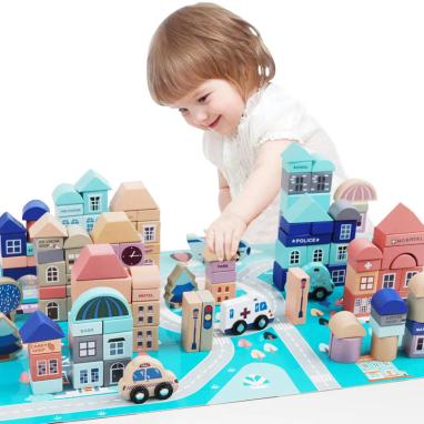 Wooden Educational City Building Blocks for Kids - Toys & Games - by ...