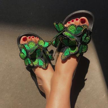 Green Platform Slippers for Women - Shoes - by Danxing | Pietra