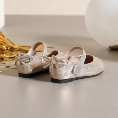 Girls Shiny Ballet Flats With Bow - Shoes - by Footware lnternational ...
